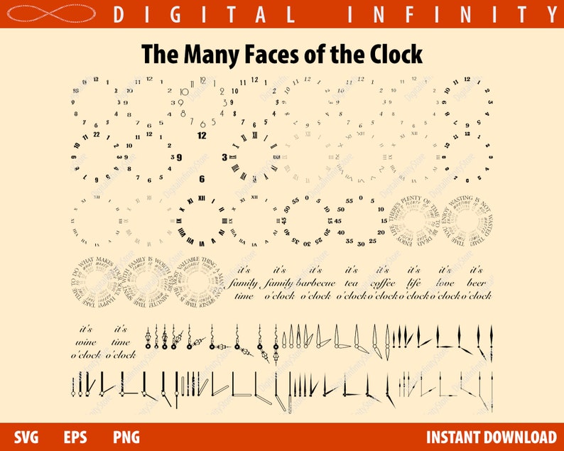 CLOCK FACE SVG, Clock Svg Bundle, Custom Clock Svg, Clock Face ...