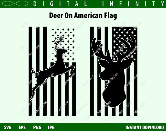 Deer Hunt Flag SVG | Hunting Flag SVG | Deer Head SVG | Distressed ...