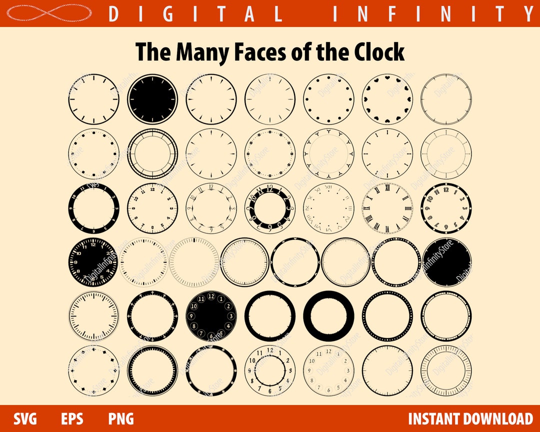 CLOCK FACE SVG, Clock Svg Bundle, Custom Clock Svg, Clock Face ...
