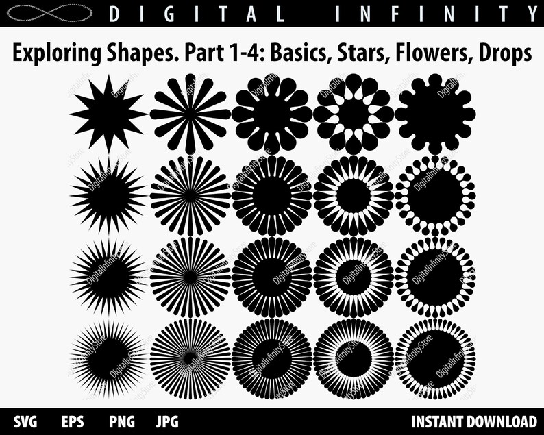 SHAPE BUNDLE SVG, Hexagonal Shape Svg, Star Shape Svg, Flower Shape Svg ...