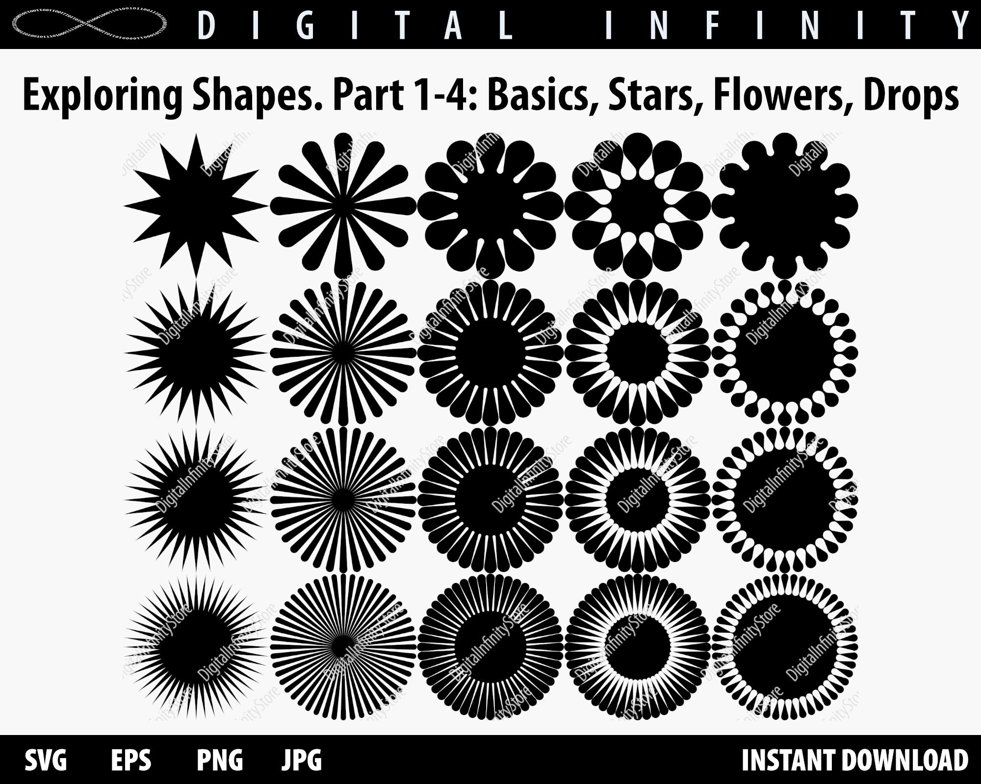 SHAPE BUNDLE SVG, Hexagonal Shape Svg, Star Shape Svg, Flower Shape Svg ...