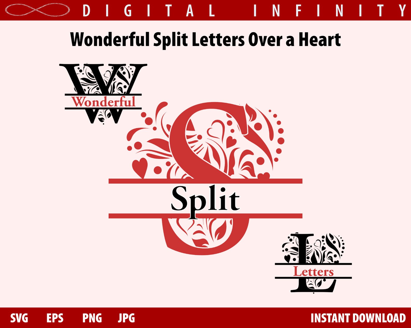 SPLIT MONOGRAM SVG, Split Letter Svg, Split Font Svg, Split Heart Svg ...