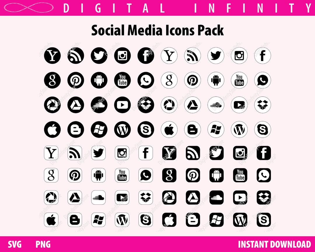 SOCIAL MEDIA Svg, ICONS Svg, Files for Cricut, Icons for Web Design - Etsy
