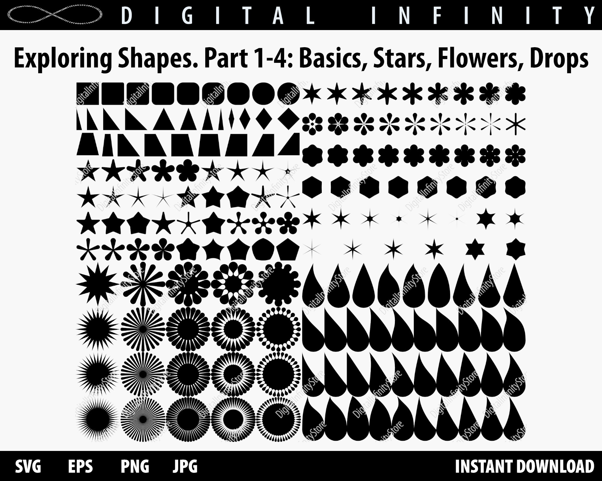 SHAPE BUNDLE SVG, Hexagonal Shape Svg, Star Shape Svg, Flower Shape Svg ...