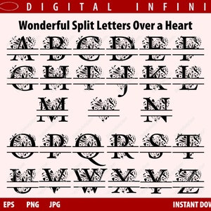 SPLIT MONOGRAM SVG, Split Letter Svg, Split Font Svg, Split Heart Svg ...