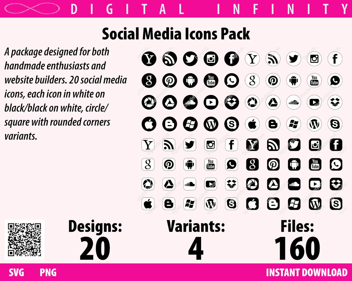SOCIAL MEDIA Svg, ICONS Svg, Files for Cricut, Icons for Web Design - Etsy