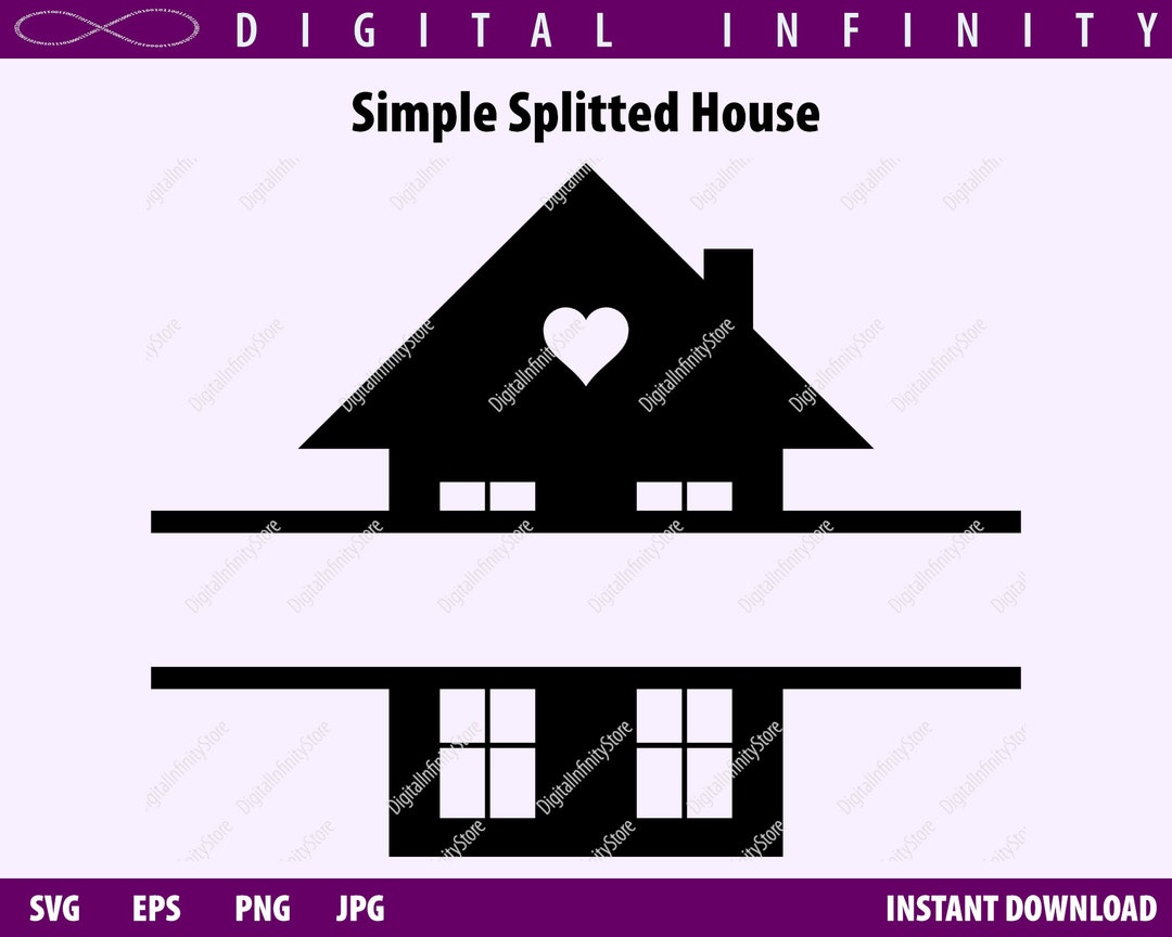 SPLITTED HOUSE Svg for Commercial Use, Simple Splitted House Svg, House ...