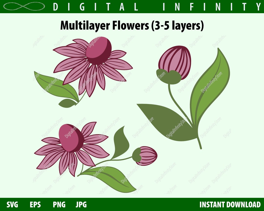 MULTILAYER FLOWERS Svg, LAYERED Flowers Svg, 5 Layers Flowers Svg ...