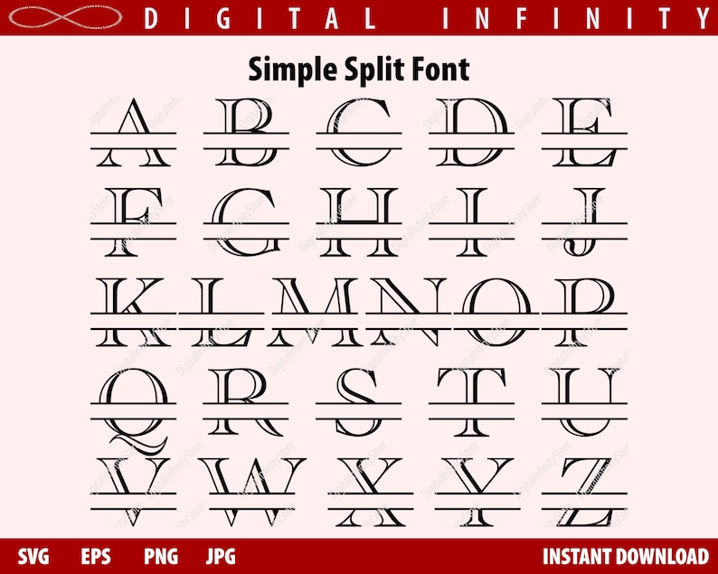 SPLIT FONT SVG, Split Monogram Svg, Split Alphabet Svg, Split Letters Svg, Serif Font Svg, Split ...