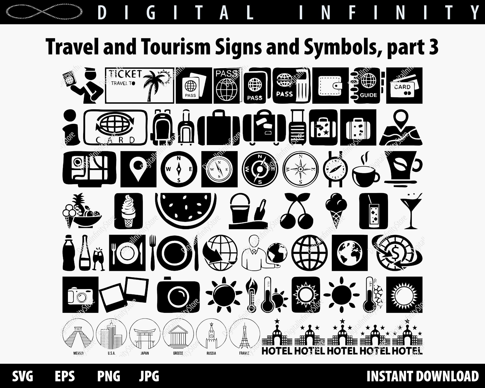TRAVEL SYMBOL Svg, TOURISM Icon Svg, Luggage Svg, Compass Svg, Maps Svg ...