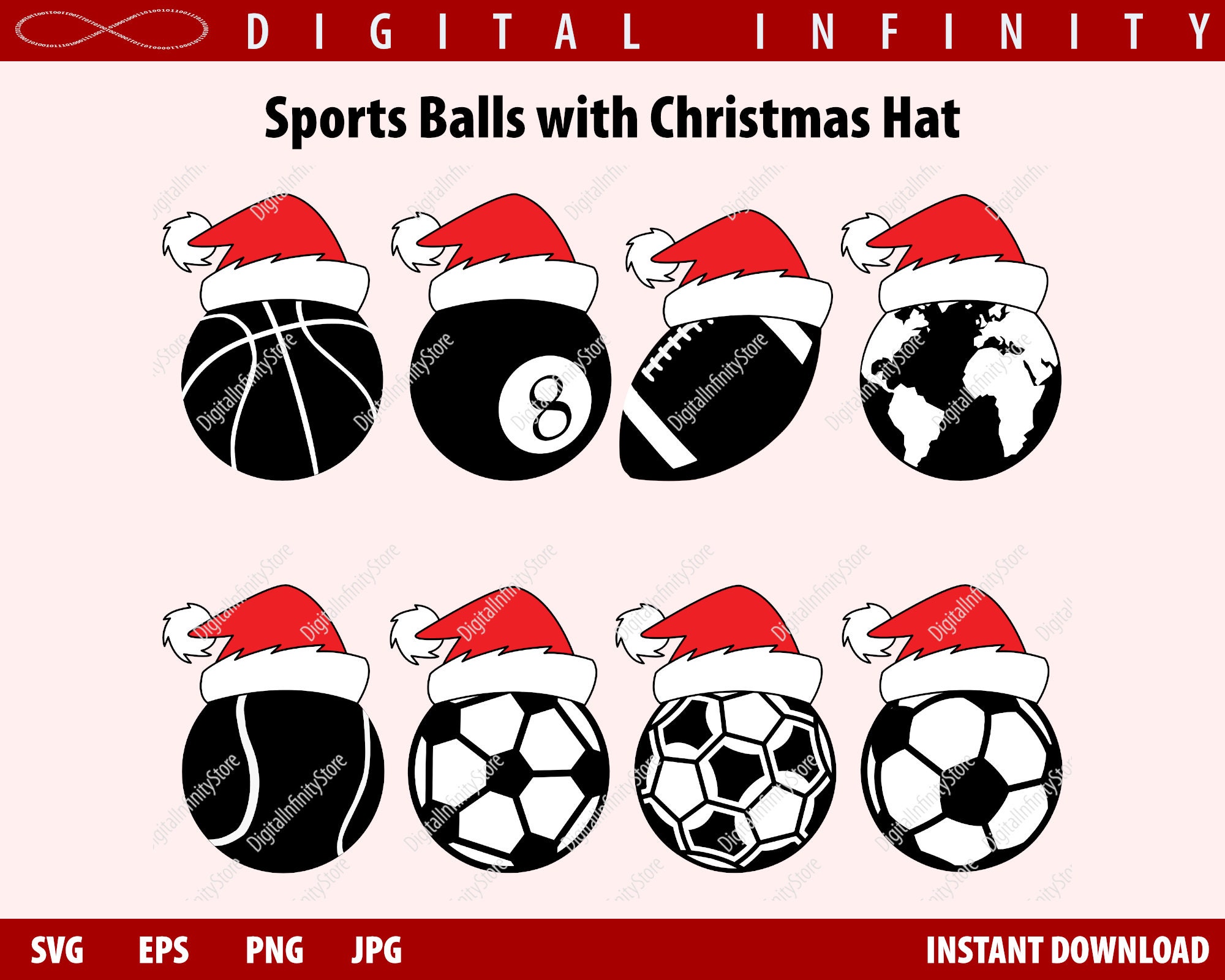 CHRISTMAS SPORT BALL Svg, Basket Svg, Soccer Svg, Football Svg ...