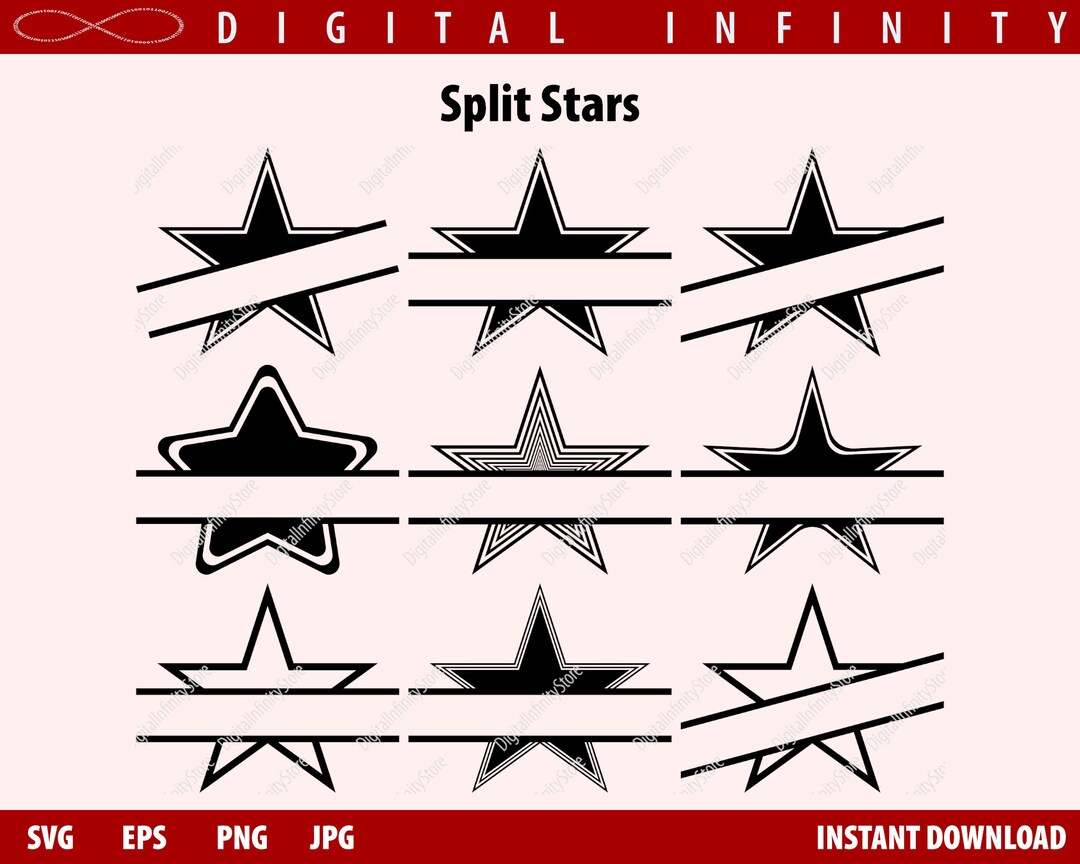5 CORNER SPLIT STAR Svg, Splitted Star Svg, Star Split Svg, Star Clip ...