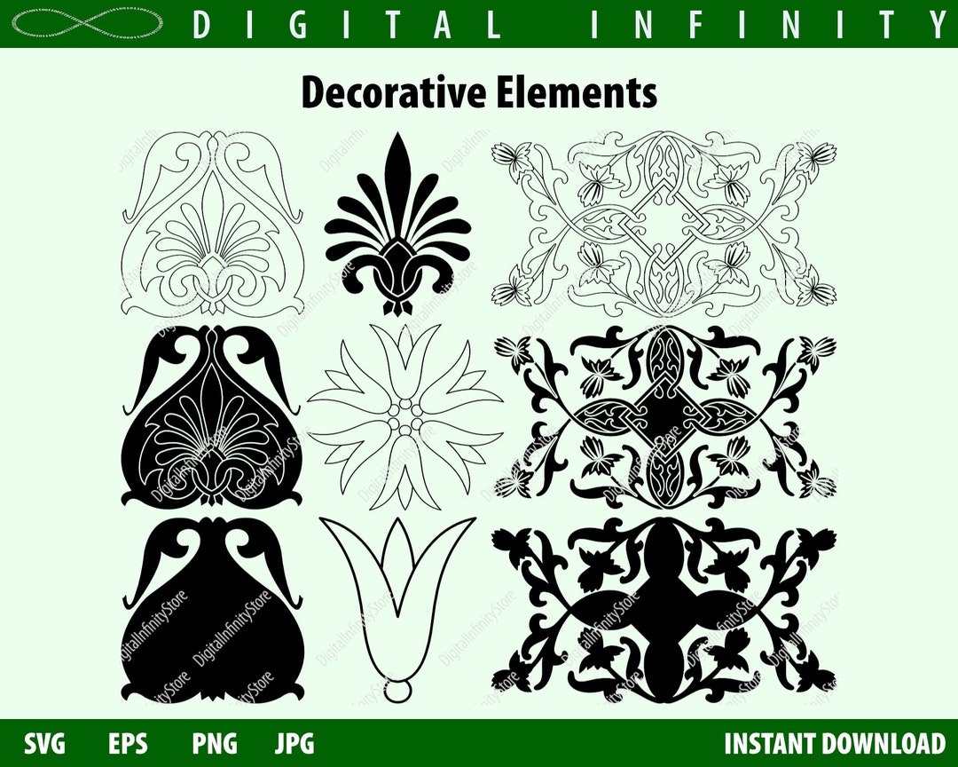 DECORATIVE ELEMENTS SVG, Ornamental Elements Svg, Ornaments Svg, Ornate ...