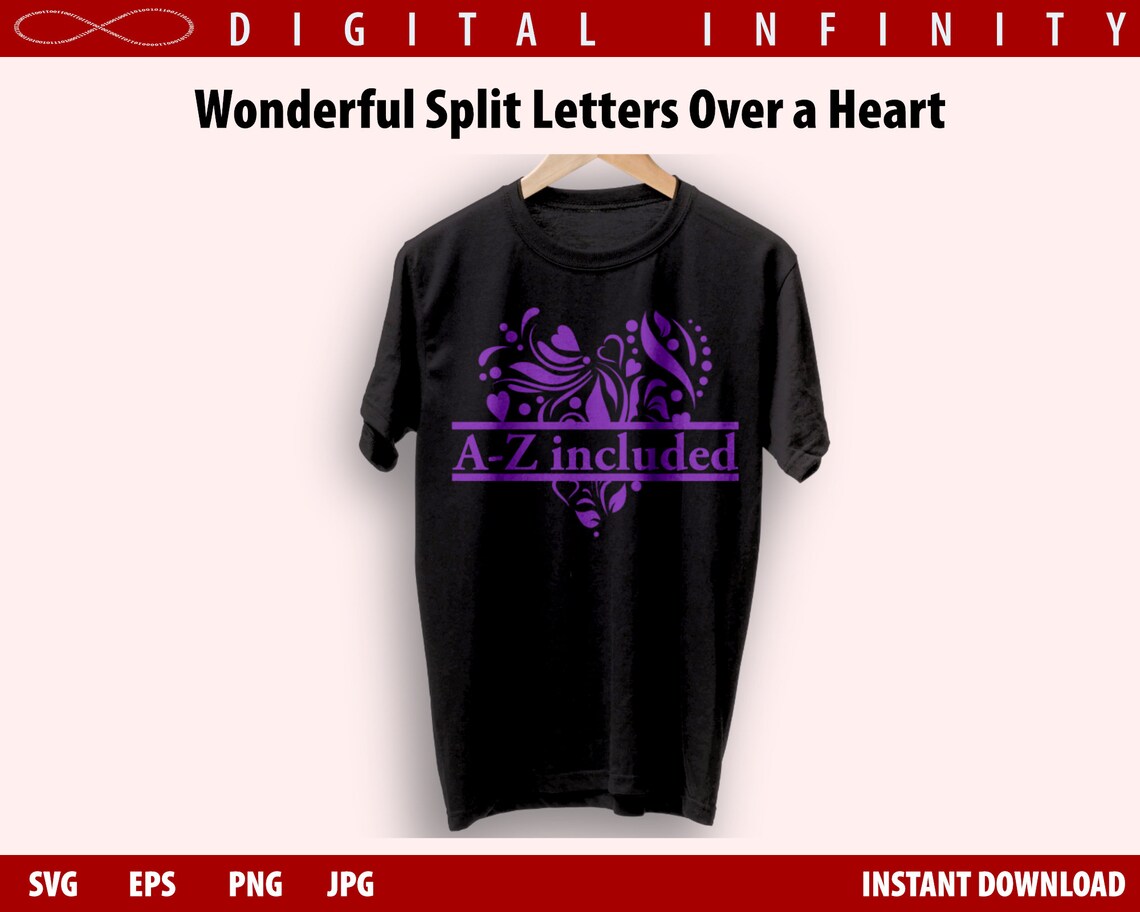 SPLIT MONOGRAM SVG, Split Letter Svg, Split Font Svg, Split Heart Svg ...