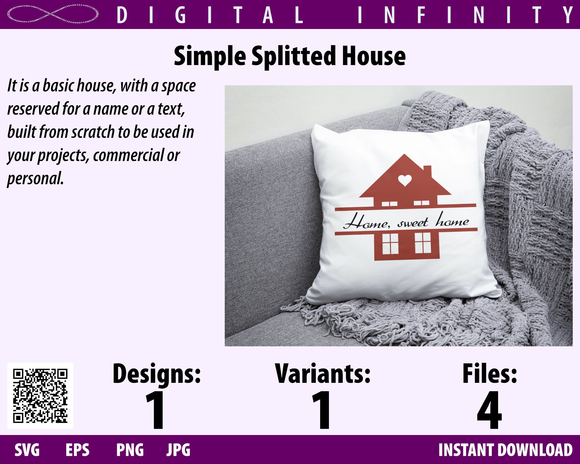 SPLITTED HOUSE Svg for Commercial Use, Simple Splitted House Svg, House ...