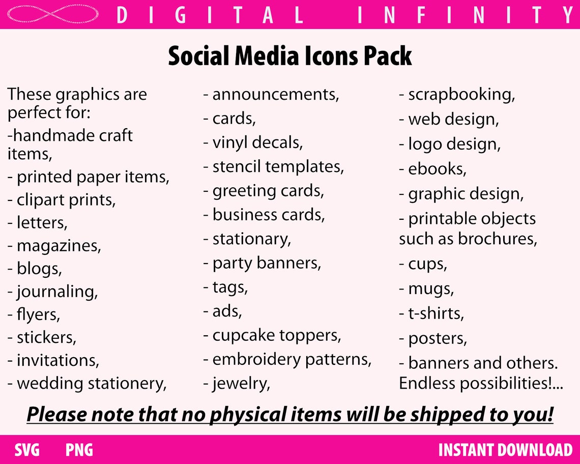 SOCIAL MEDIA Svg, ICONS Svg, Files for Cricut, Icons for Web Design - Etsy