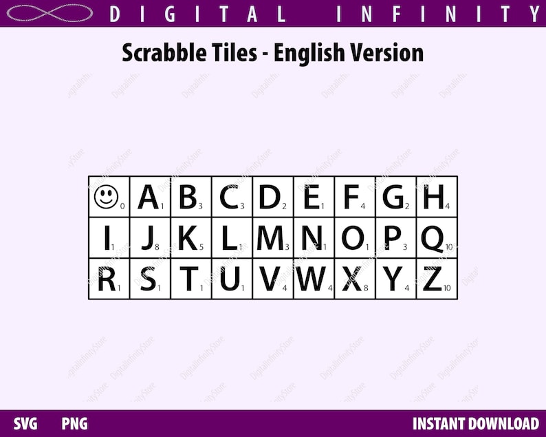 SCRABBLE SVG, Scrabble TILES Svg, Scrabble Font Svg, English Scrabble ...