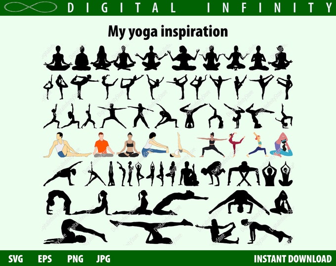 Yoga Svg – Yoga Pose Svg – Yoga Clipart – Asana Svg – Lotus Svg – Poses ...