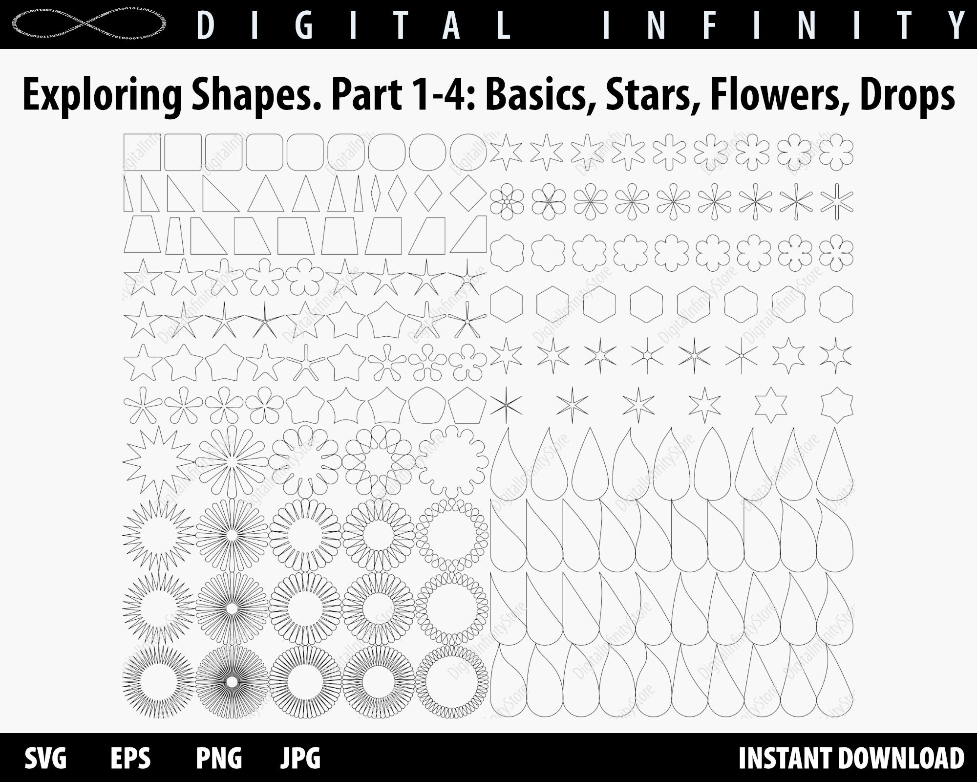 SHAPE BUNDLE SVG, Hexagonal Shape Svg, Star Shape Svg, Flower Shape Svg ...