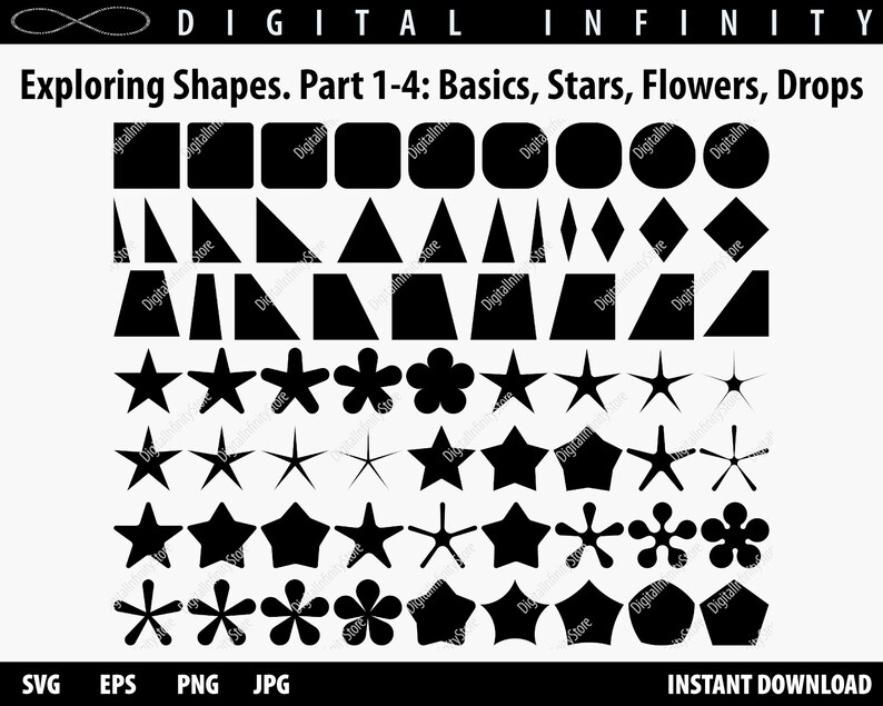 SHAPE BUNDLE SVG, Hexagonal Shape Svg, Star Shape Svg, Flower Shape Svg ...