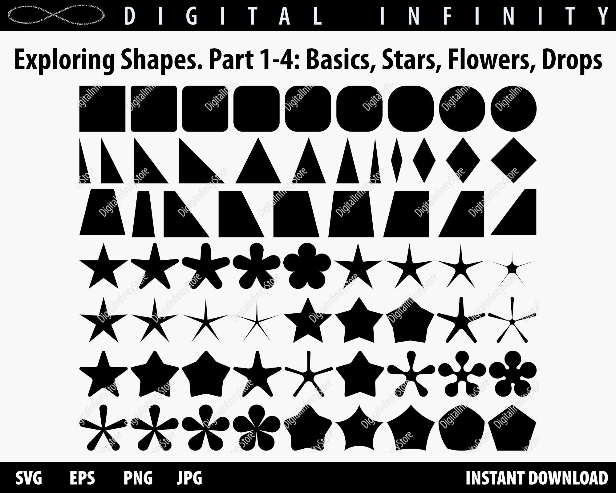 SHAPE BUNDLE SVG, Hexagonal Shape Svg, Star Shape Svg, Flower Shape Svg ...