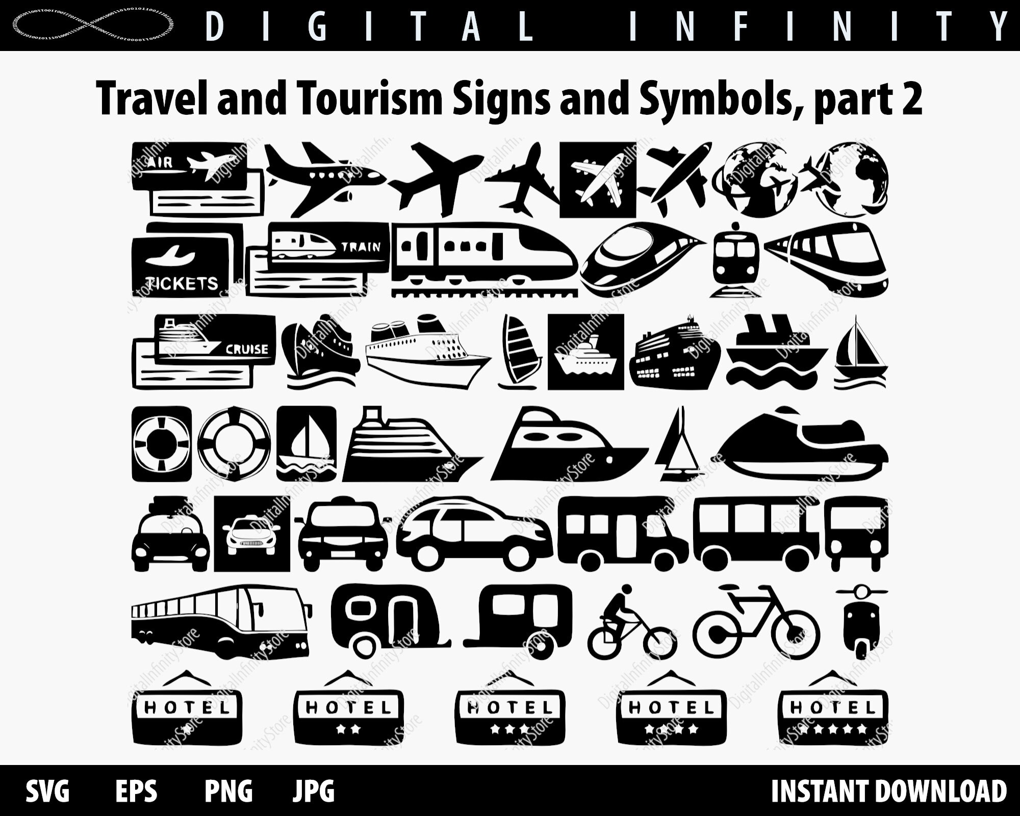 TRAVEL ICON Svg, TOURISM Symbol Svg, Airplane Svg, Ship Svg, Train Svg ...