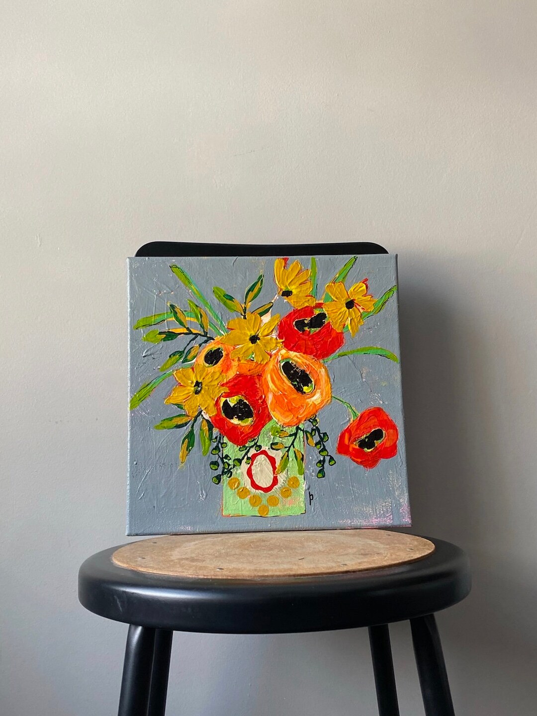 Original Acrylic Floral Painting Quirk Padgettcovidart - Etsy