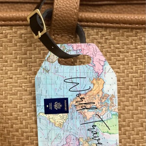 Custom World Map Traveler Luggage Bag Tag, Personalized Colorful Unique ...