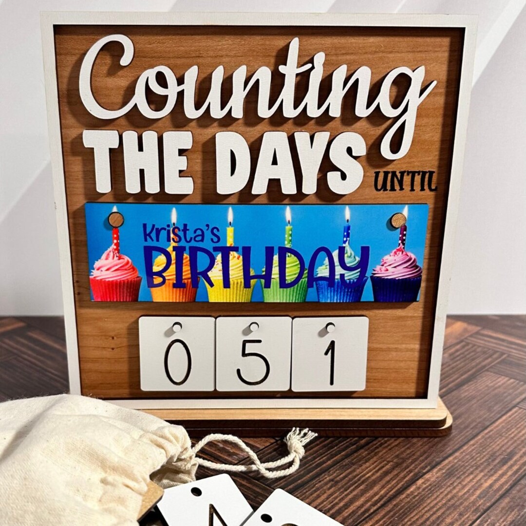 Birthday Interchangeable Wood Countdown Sign, Personalized Calendar for ...