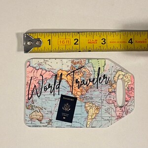 Custom World Map Traveler Luggage Bag Tag, Personalized Colorful Unique ...