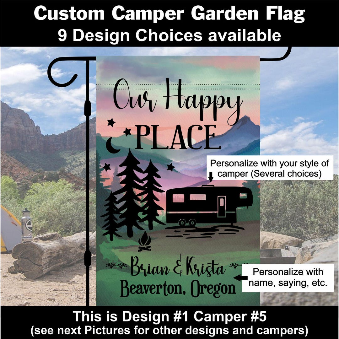 Camper Decor, Campsite Garden Flag, Personalized Camping Sign, Camping ...