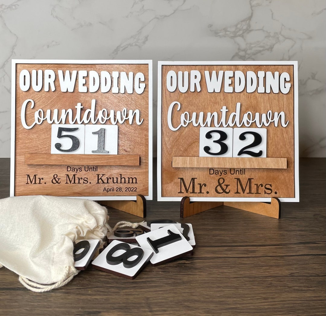 Wedding Countdown Wood Sign - Wedding Planner One Year Countdown ...