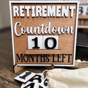 Retirement Countdown Wood Sign - One Year Countdown Until Retirement ...