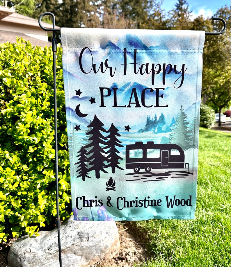 Personalized Campsite Garden Flag, RV Decor, Gift for Camper, Outdoor ...