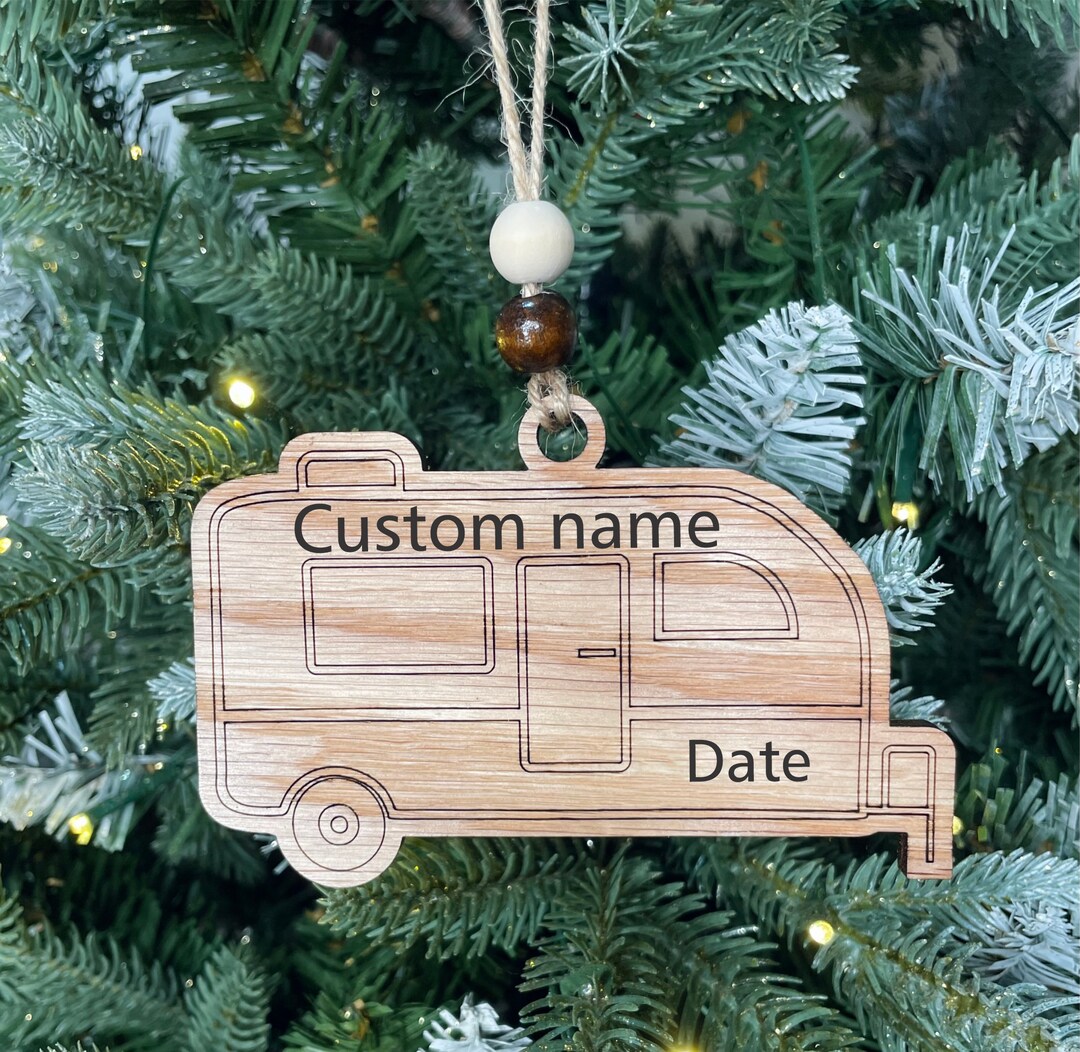 Custom Small Travel Trailer Holiday Tree Ornament, Personalized ...