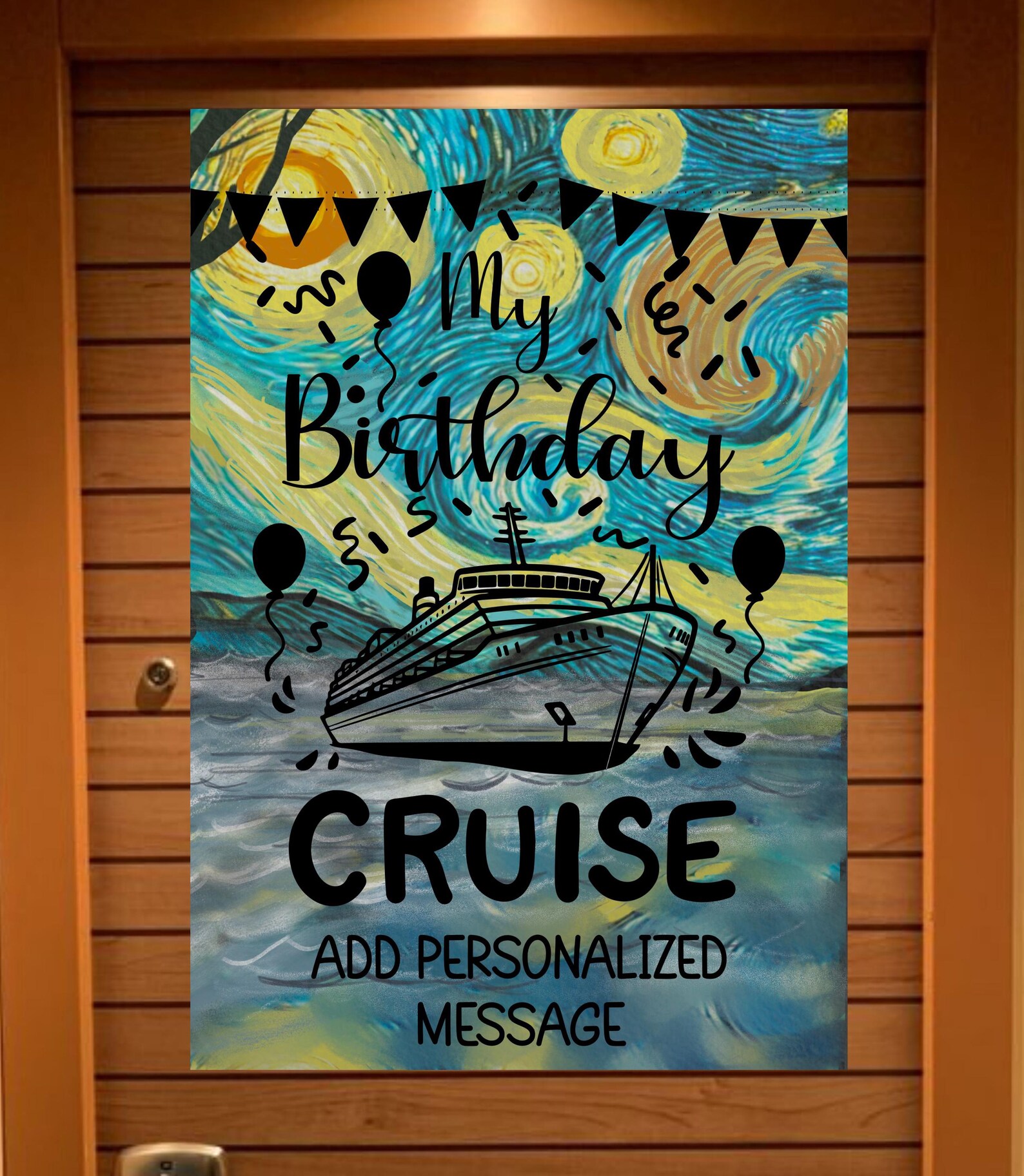 Magnetic Cruise Ship Door Decoration Banner, Starry Night Cruising Door ...