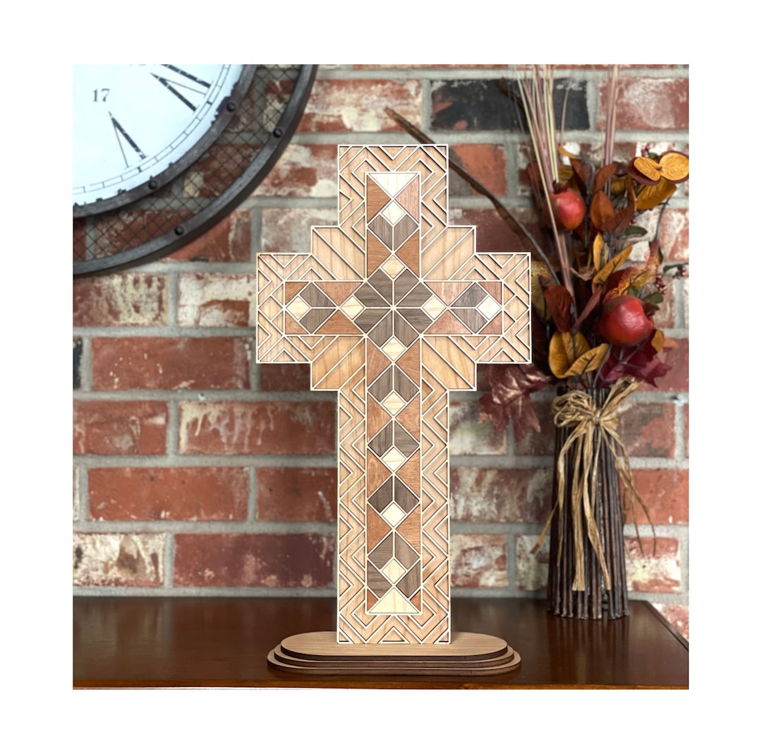 Custom Wooden Cross on Stand, Large Rustic Handmade Wood Cross ...