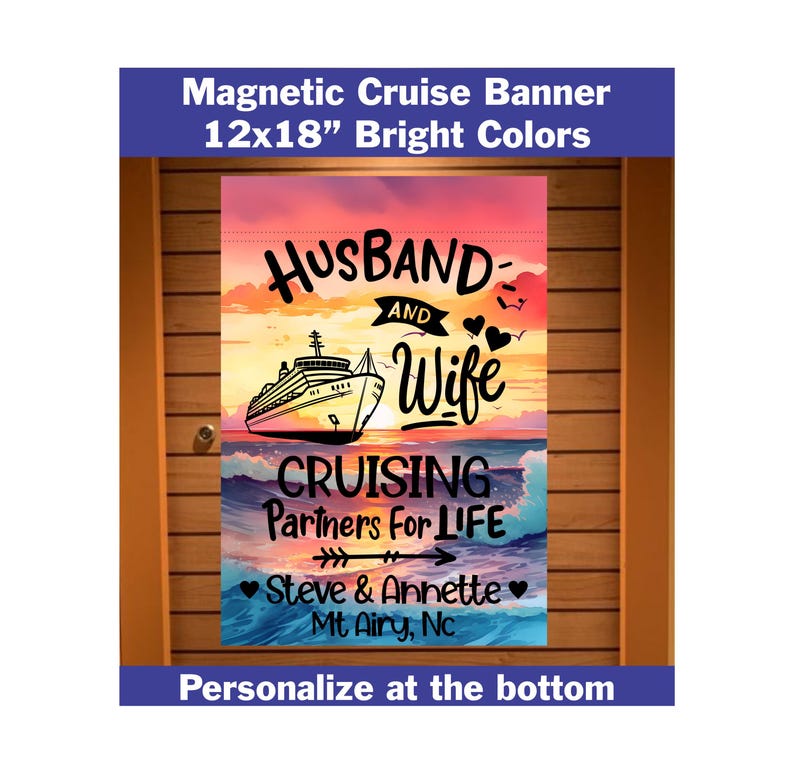Personalized Cruise Door Decor, Magnetic Sign for Couples, Anniversary ...