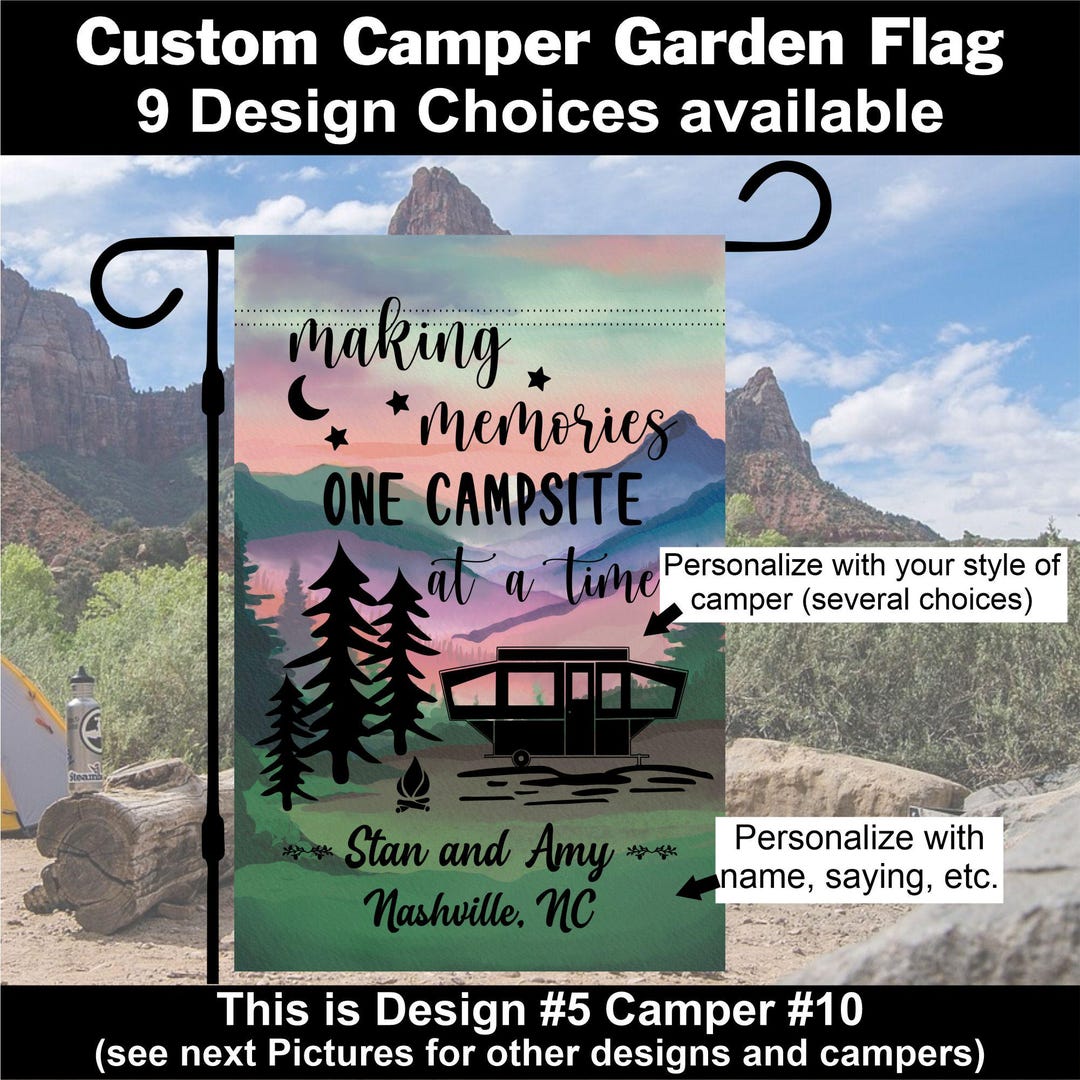 Camper Decor, Campsite Garden Flag, Personalized Camping Sign, Camping ...
