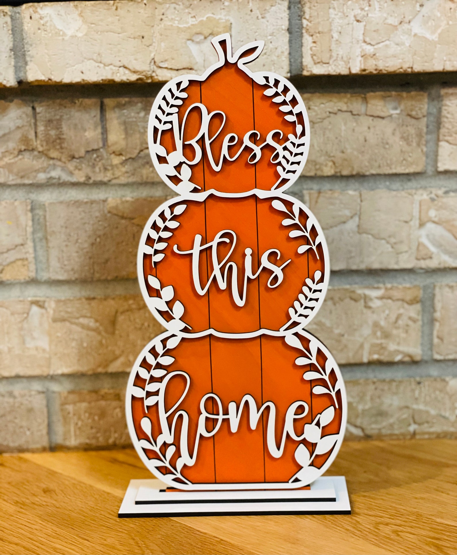 Wood Painted Stacked Pumpkins Decor Free Standing Pumpkin - Etsy
