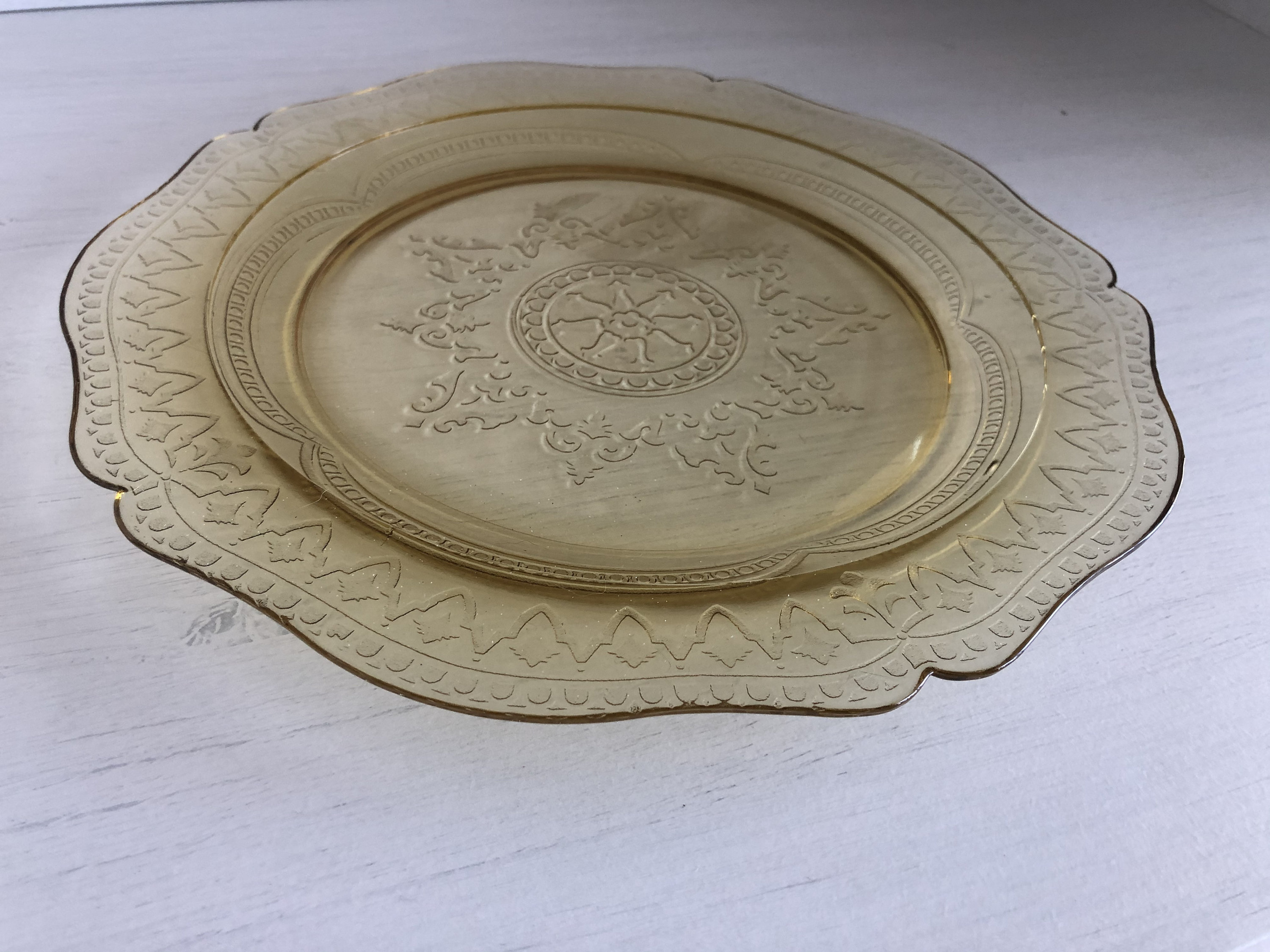 Vintage Amber Depression Glass Plate - Etsy
