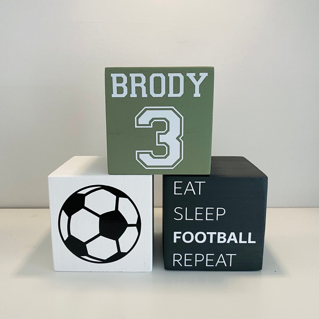 Football Theme Wooden Decor Blocks | Bricks | Football Inspired | Eat ...