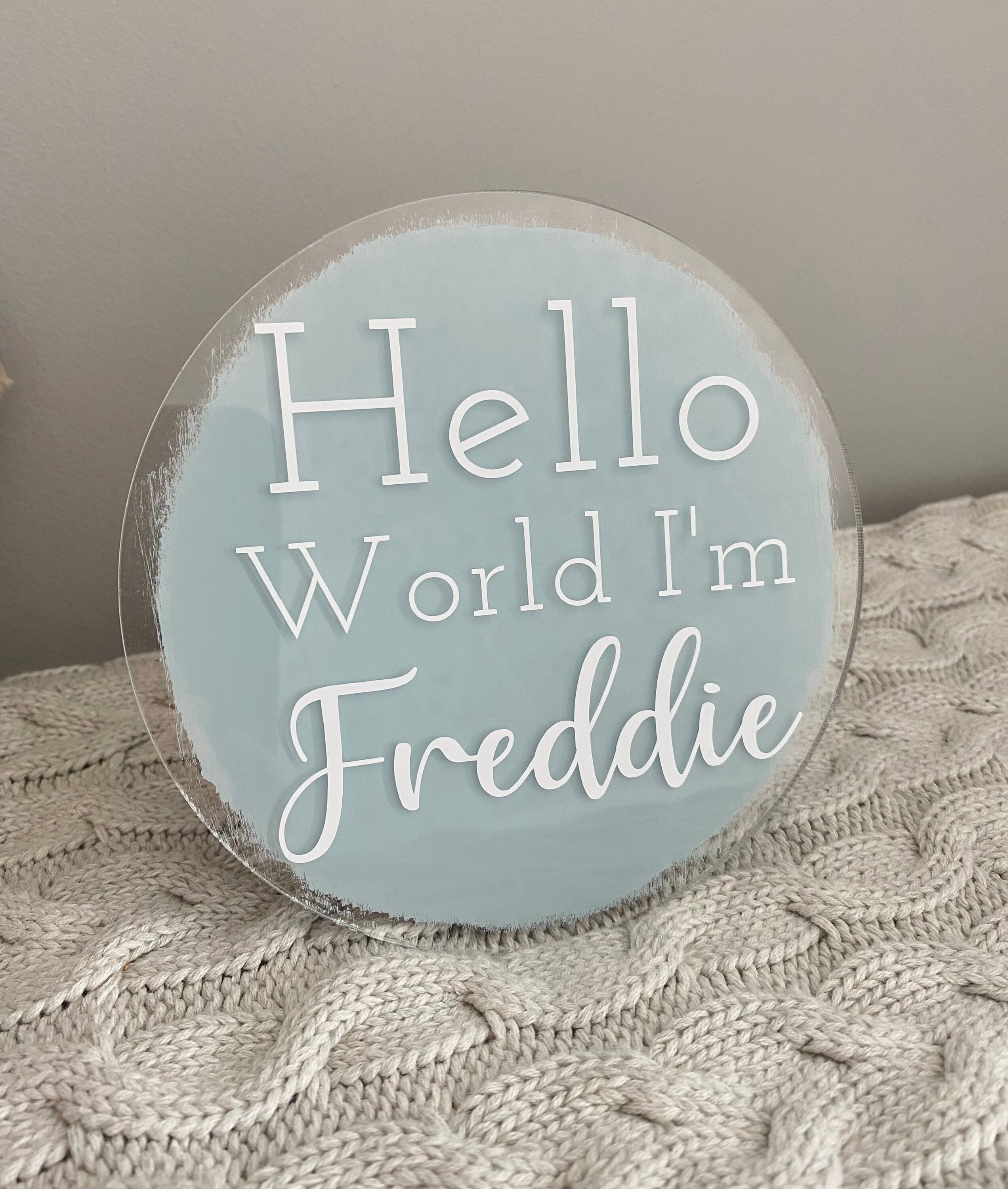 Acrylic Birth Announcement Sign 15cm Hello World Sign Photo - Etsy