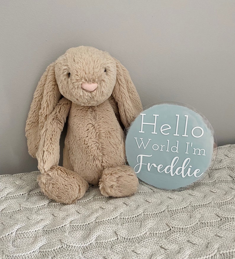 Acrylic Birth Announcement Sign 15cm Hello World Sign Photo - Etsy