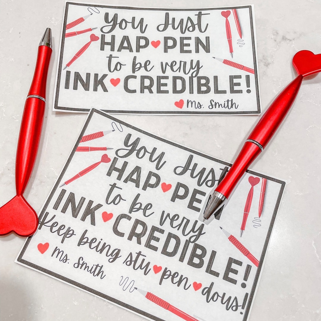 Printable/editable Valentine *PEN Themed* Gift Tags - You Just Happen ...