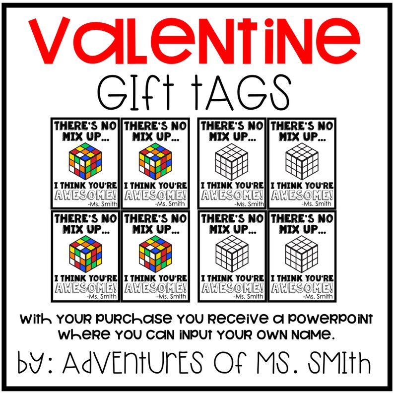 Valentine's Day Rubix Cube Themed Gift Tag - Etsy