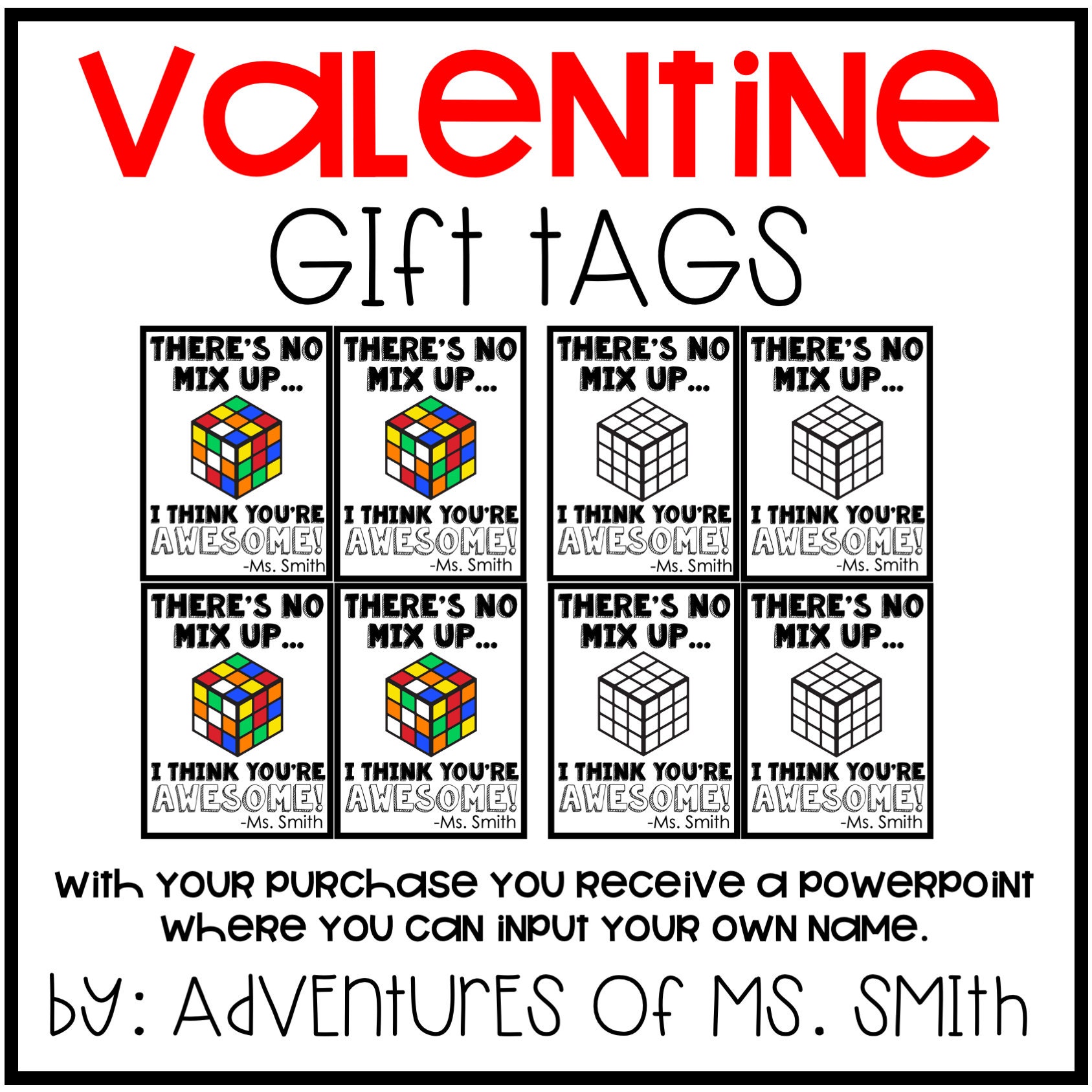 Valentine's Day Rubix Cube Themed Gift Tag - Etsy