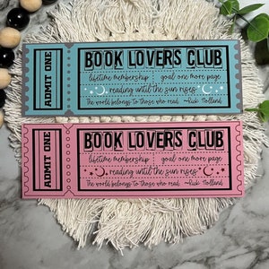Book Lovers Club Bookmark, Book Club Ticket Bookmark, Bookmarks for ...