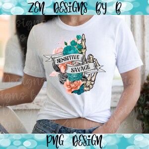 Sensitive Savage Skeleton Middle Finger PNG for Sublimation, Floral ...