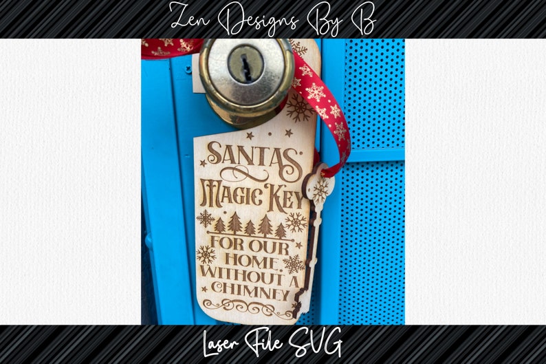 Santas Magic Key Tag and Key Laser SVG Santa Winter - Etsy